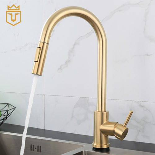 Pull Down Gold Touch Kitchen Sink Faucet