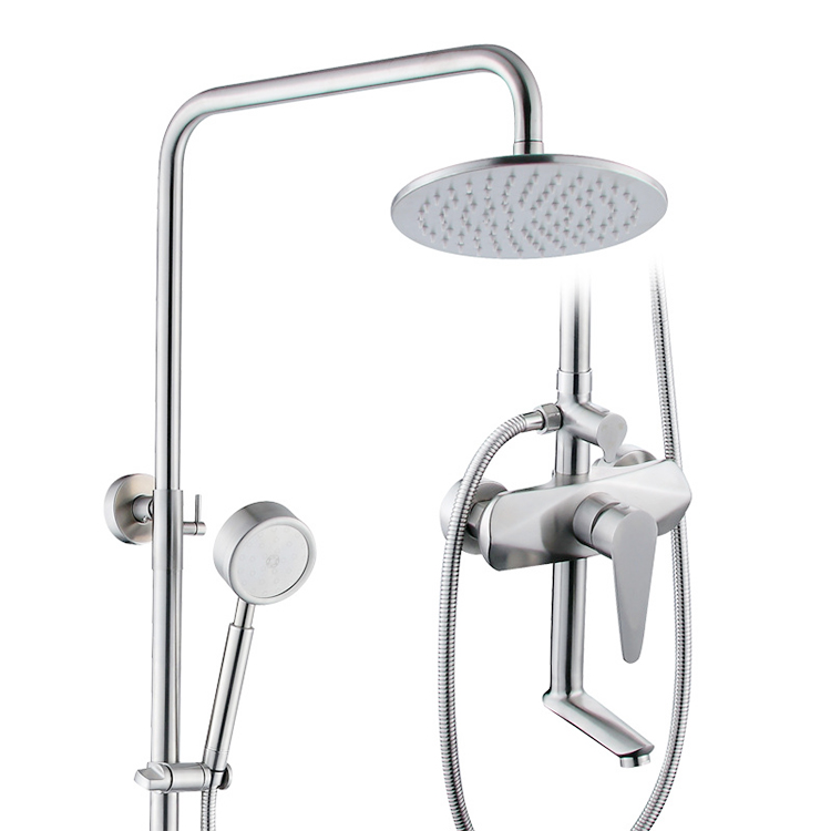 Brushed SS 304 Exposed Wall Mounted Shower Set,Shower Sets,Exposed ...