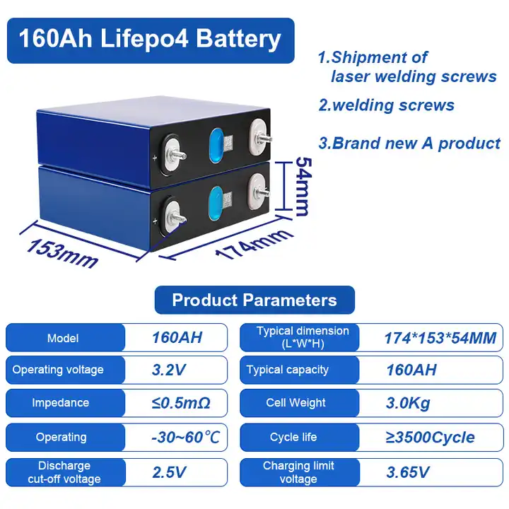 EVE 160Ah 3.2V LiFePO4 Prismatic Rechargeable Lithium Ion Battery