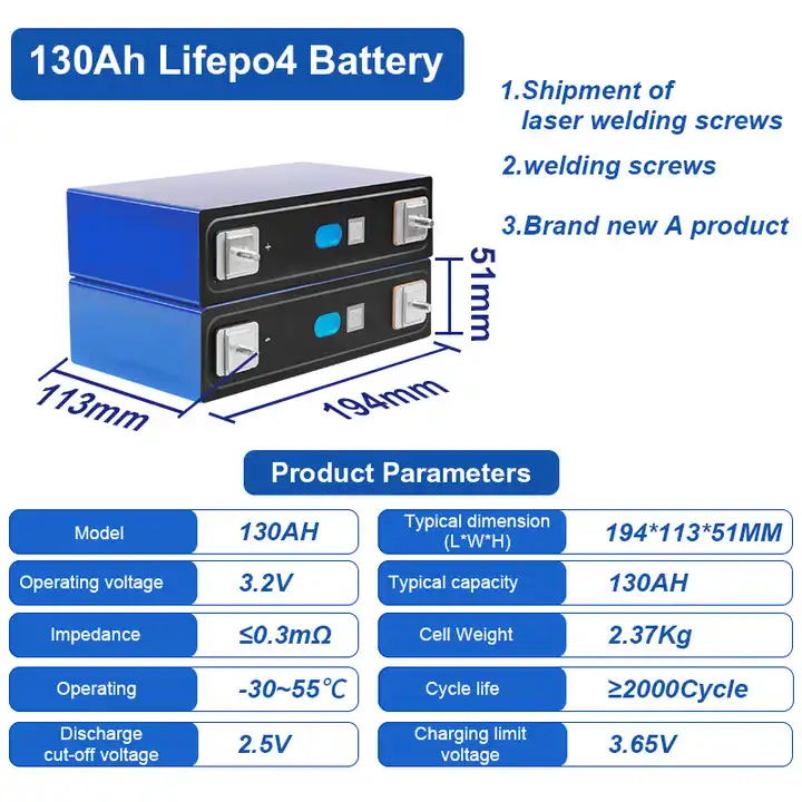 CALB 130Ah 3.2V LiFePO4 Prismatic Rechargeable Lithium Ion Battery