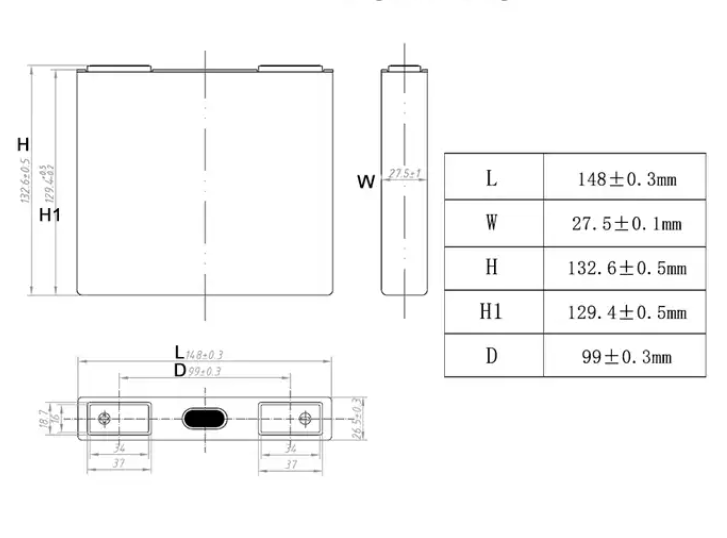 LISHEN 51Ah 3.2V LiFePo4 Prismatic Rechargeable Lithium Ion Battery