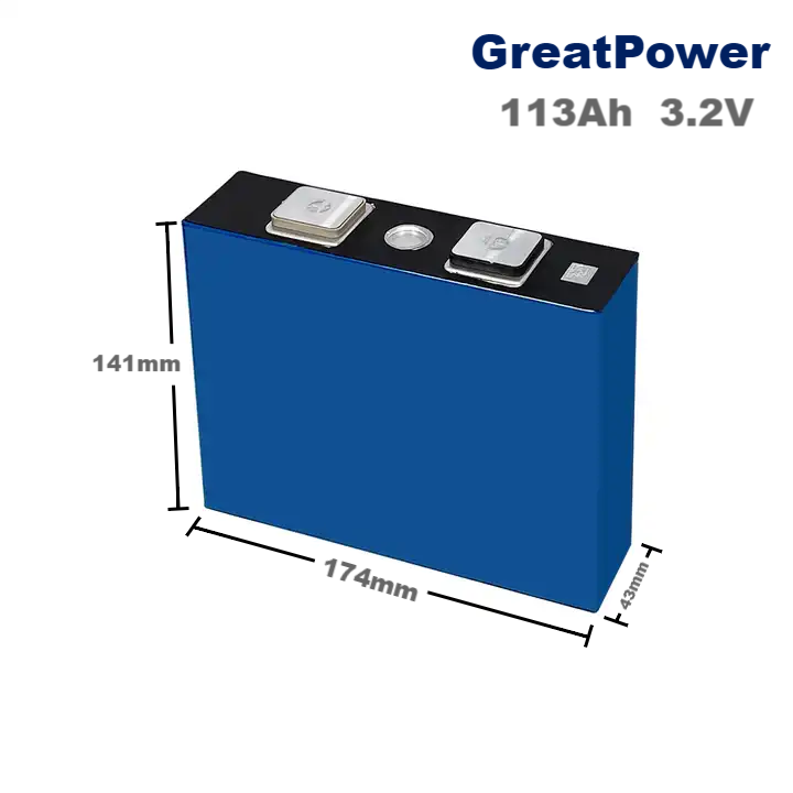 GreatPower 113Ah 3.2V LiFePo4 Prismatic Rechargeable Lithium Ion Battery