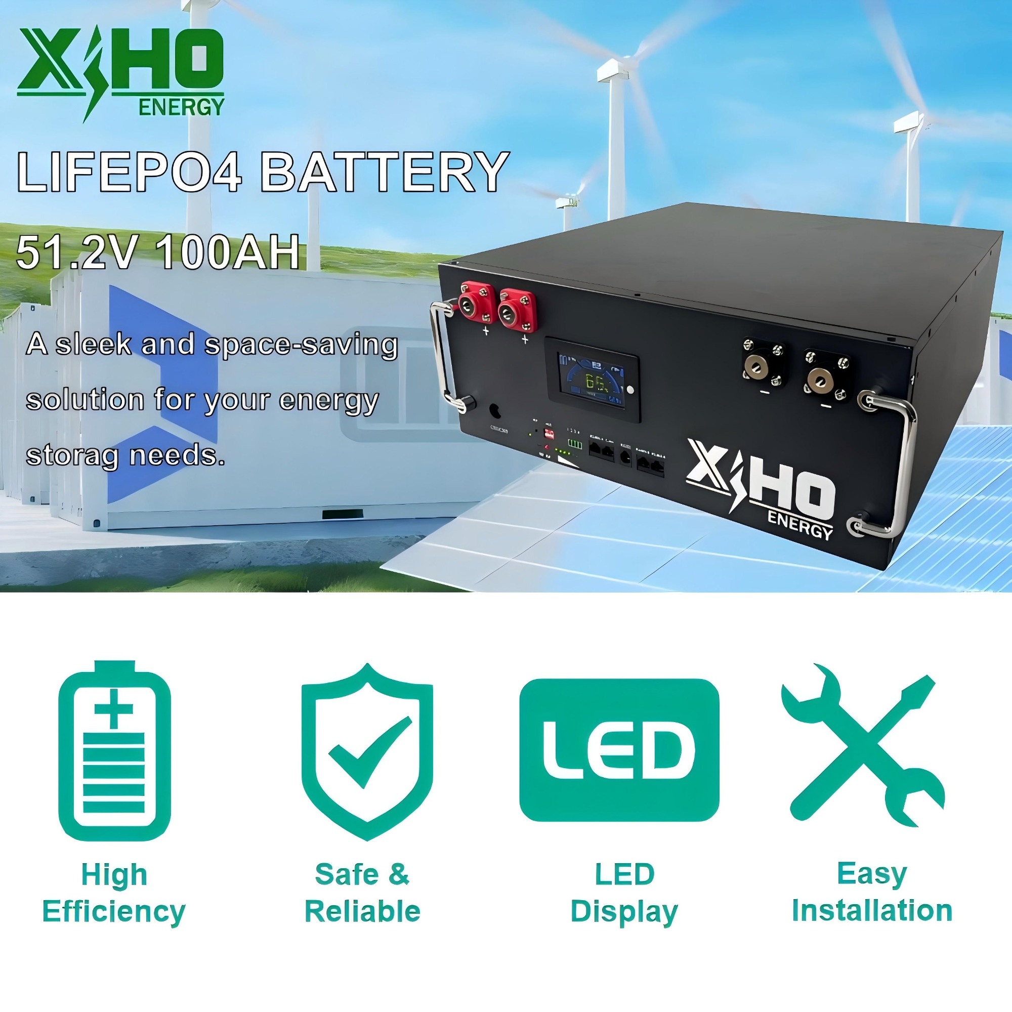 Xiho Design Rack Mounted Lithium Battery Solar Energy Storage Systems 100Ah 48V 51.2V 5KWH ...