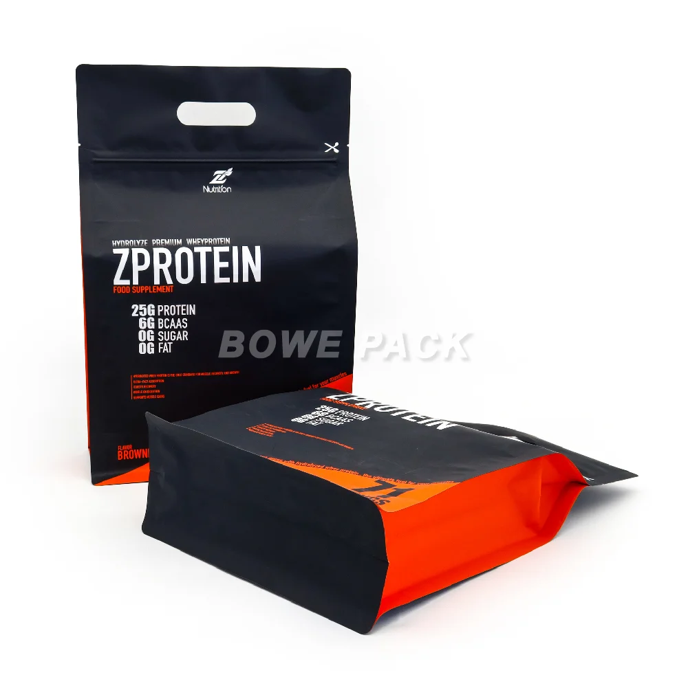 Custom 5lb Protein Pouch Packaging Flat Bottom Bag Wholesale