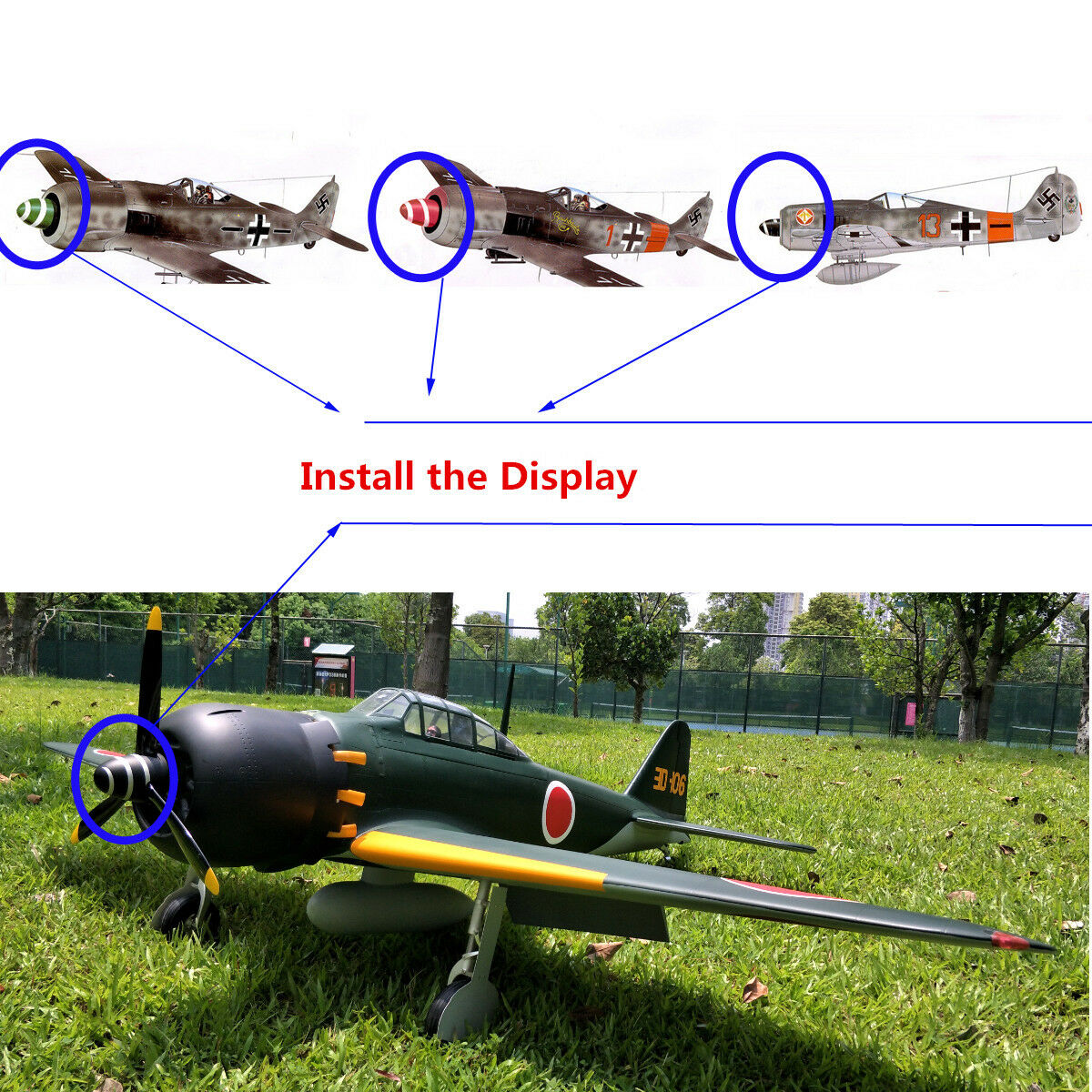 3inch/76mm Spiral motion Spinner for FW190, Zero Fighter, Sukhoi ...