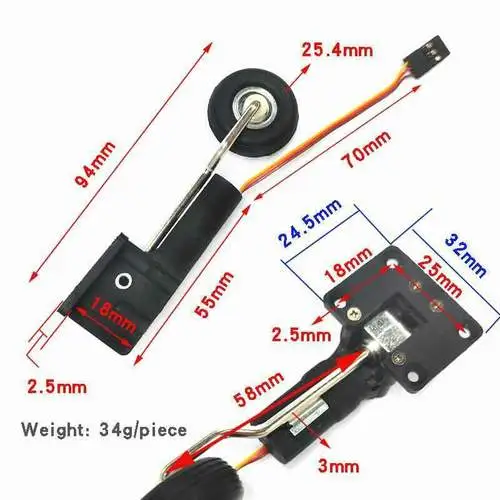 1pc Rear Electric Servoless Retracts Landing Gear w/ Wheel for 1.0m 2kg ...