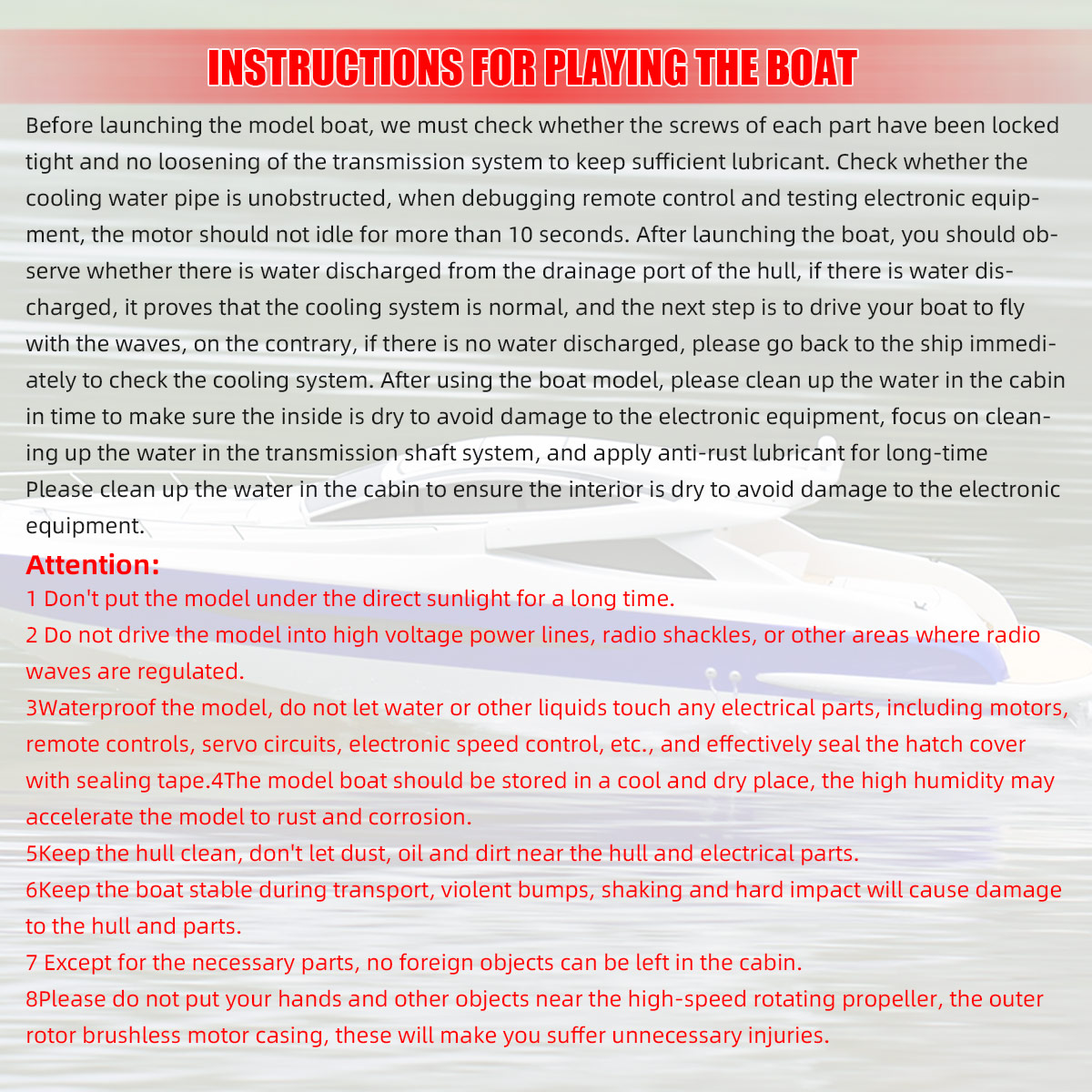 JAWS Gasoline Ship 1.3m15.5KG 30CC Engine Hull Model Fiber Glass Remote ...