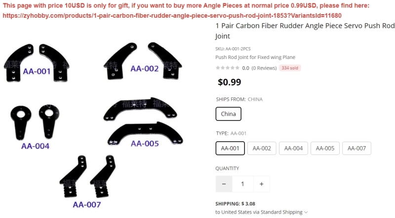 1 Pair Carbon Fiber Rudder Angle Piece Servo Push Rod Joint,Gift