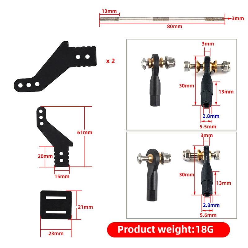 1 Set Steering Arms Rudder Angle Piece Servo Push Rod Joint for RC ...