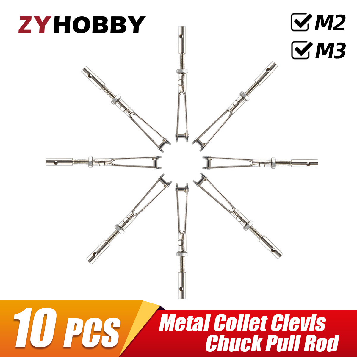 10PCS M2/M3 Metal Collet Clevis Chuck Pull Rod Connector Coupler Screw ...