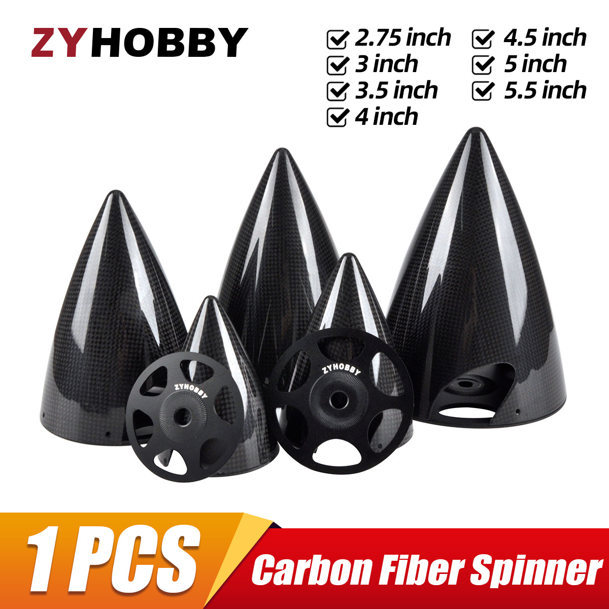 ZYHOBBY 2.75inch 3inch 3.5inch 4inch 5inch Cone Carbon Fiber Spinner ...