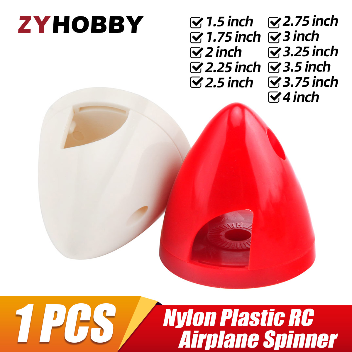 Nylon RC Propeller Spinner Red / White [1.75 to 4 inch],Plastic Spinner