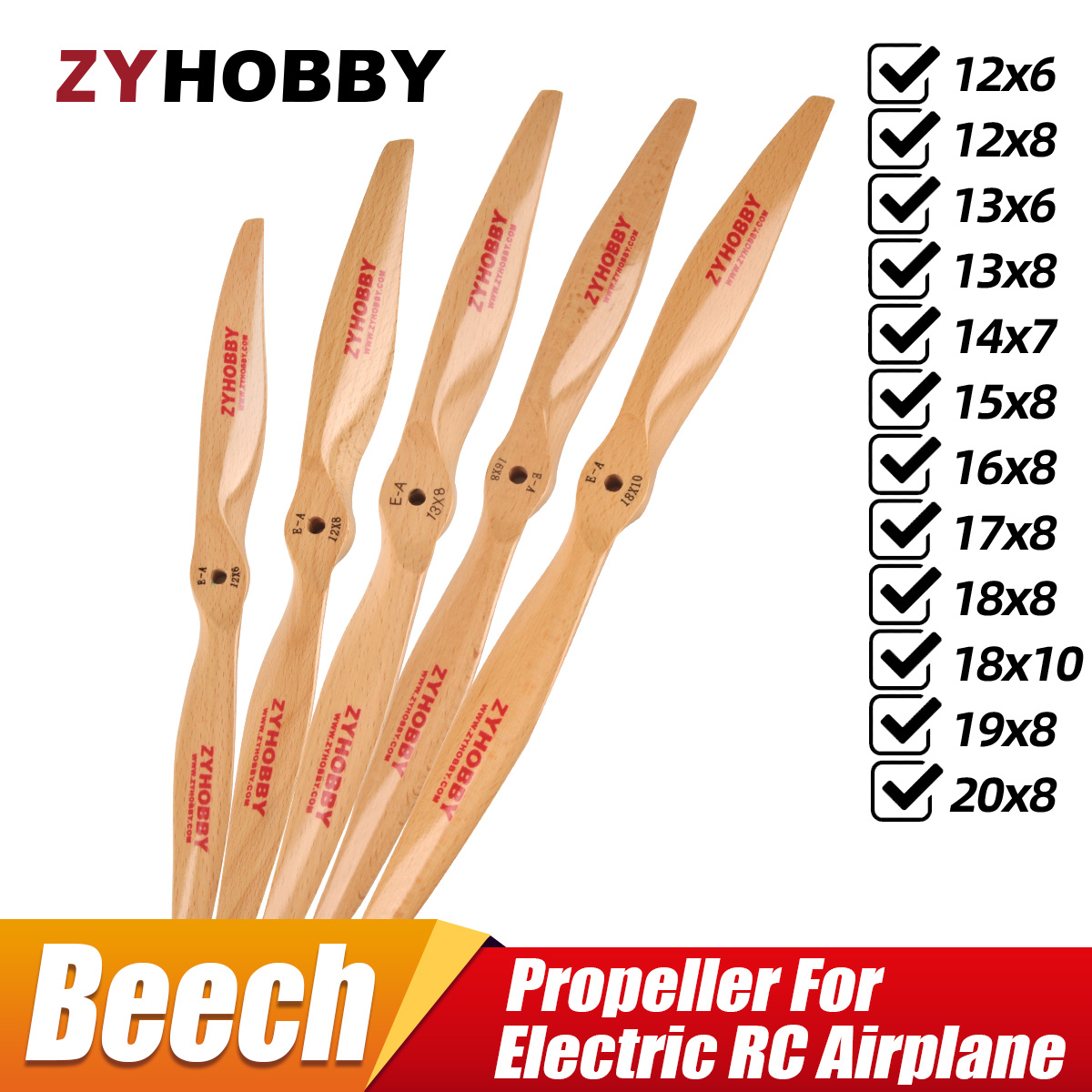 Flight Model 12inch to 18inch CW Wooden Propeller for Electric Motor/Engine