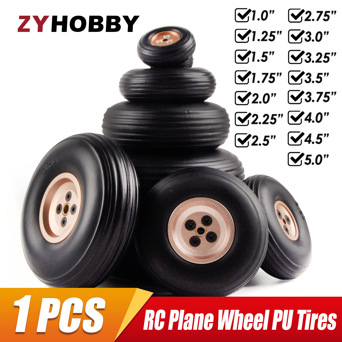 Gold Aluminum Alloy Hub Wheel for RC Airplane