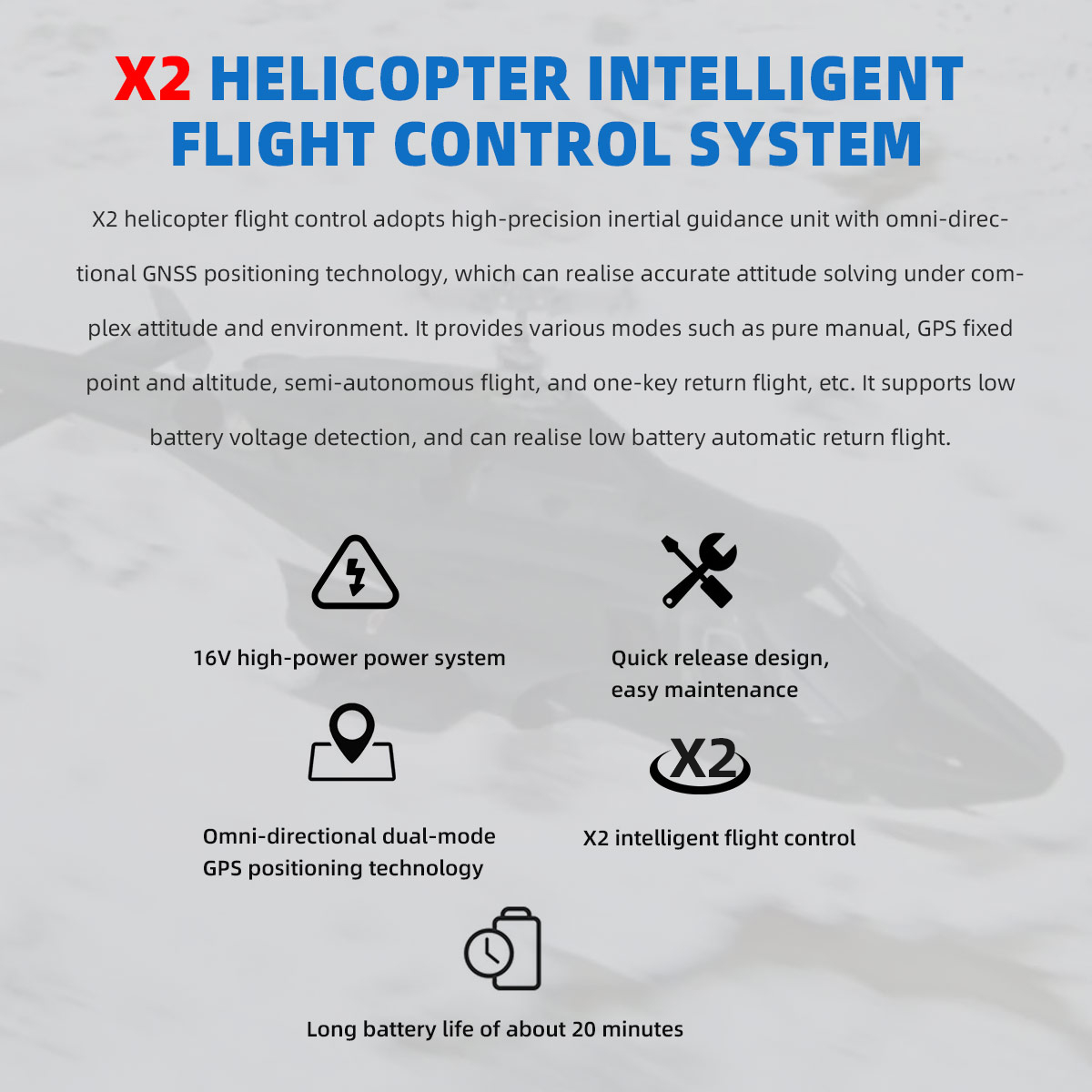 Roban 470 Size Airwolf RC Helicopter GPS Mode X2 Flight Control System ...