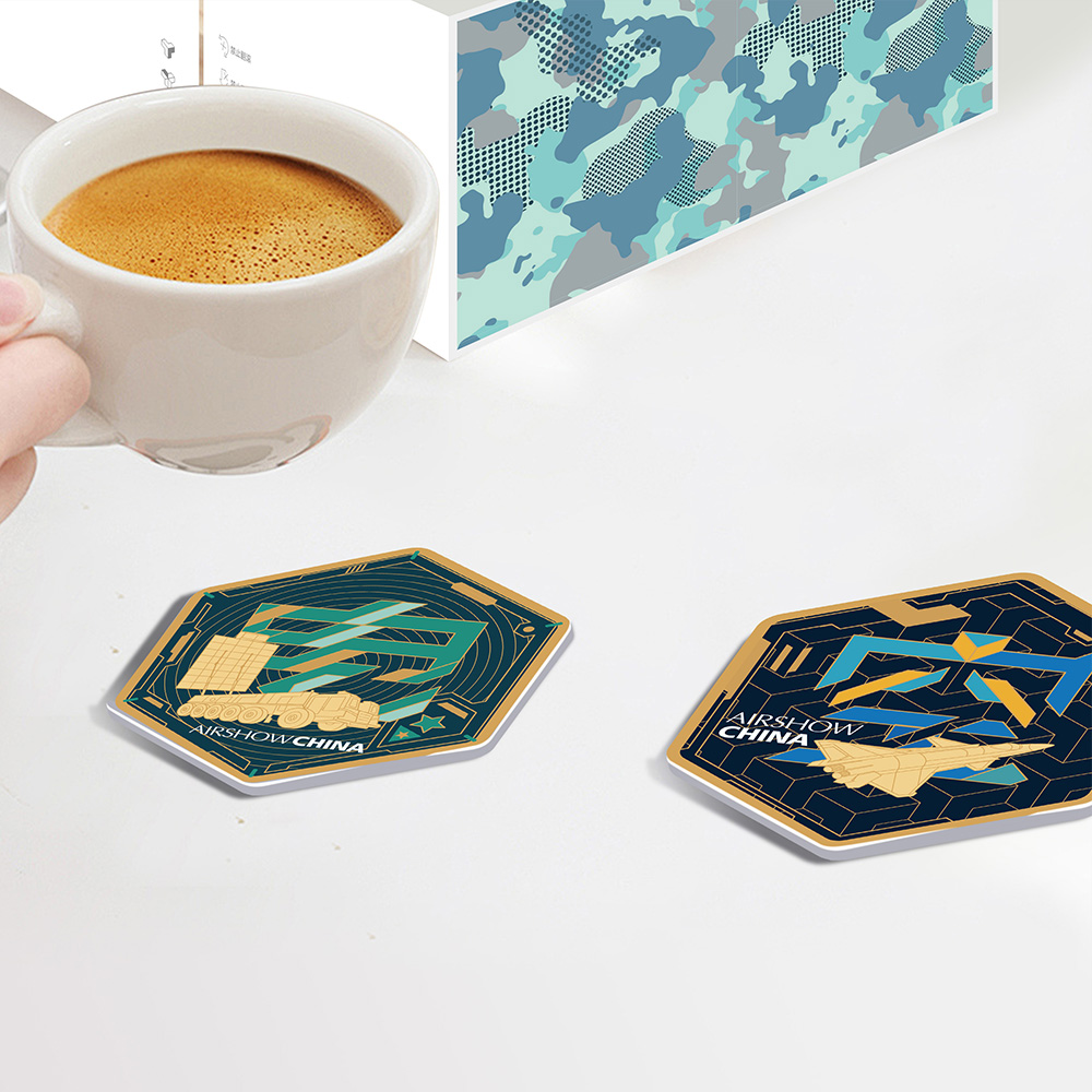 Air Show Commemorative Ceramic Tea Cup Coaster (Set),Airshow