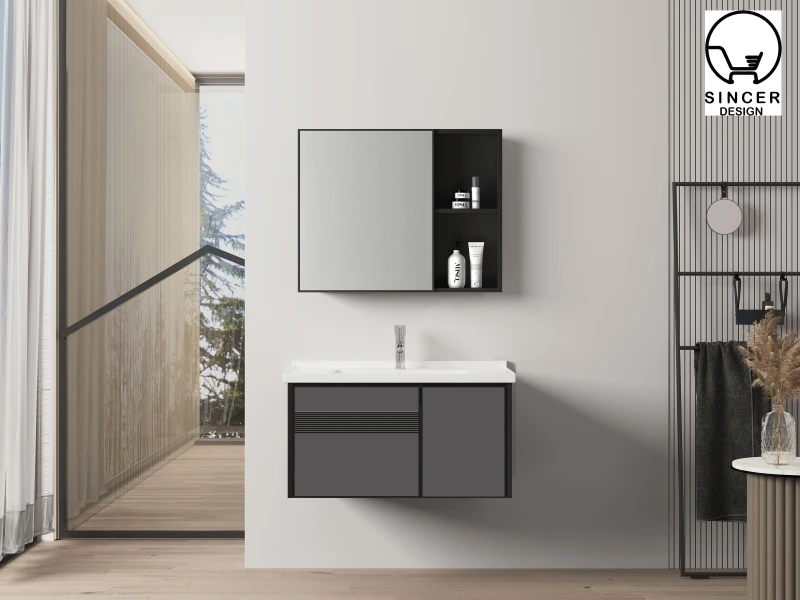 Hotel Single Modern Luxury Wall Mount Floating Basin Cabinet Bathroom ...