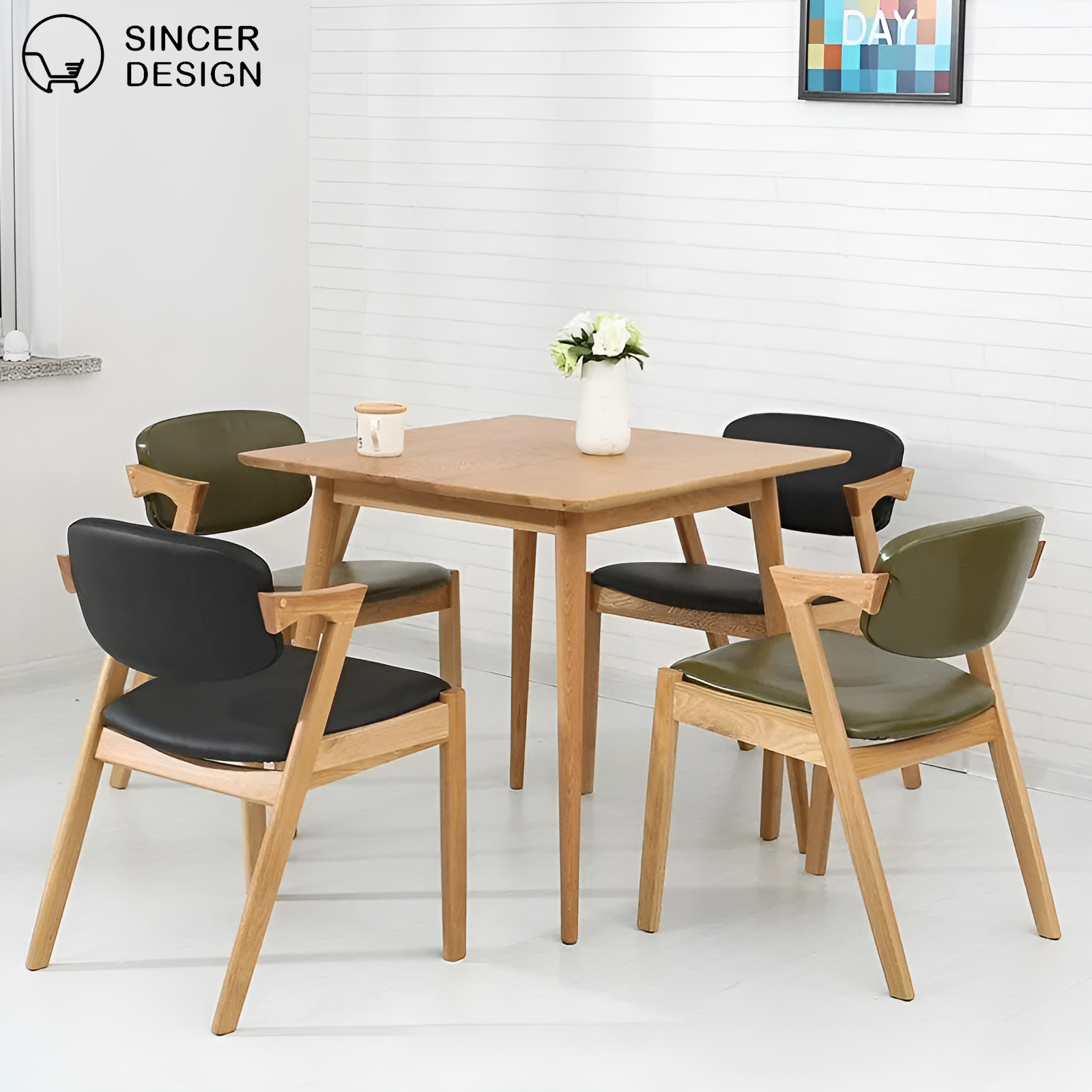 High Quality PU Leather Luxury Furniture Soild Wood Living Room Dining Table Set/Dining Table ...