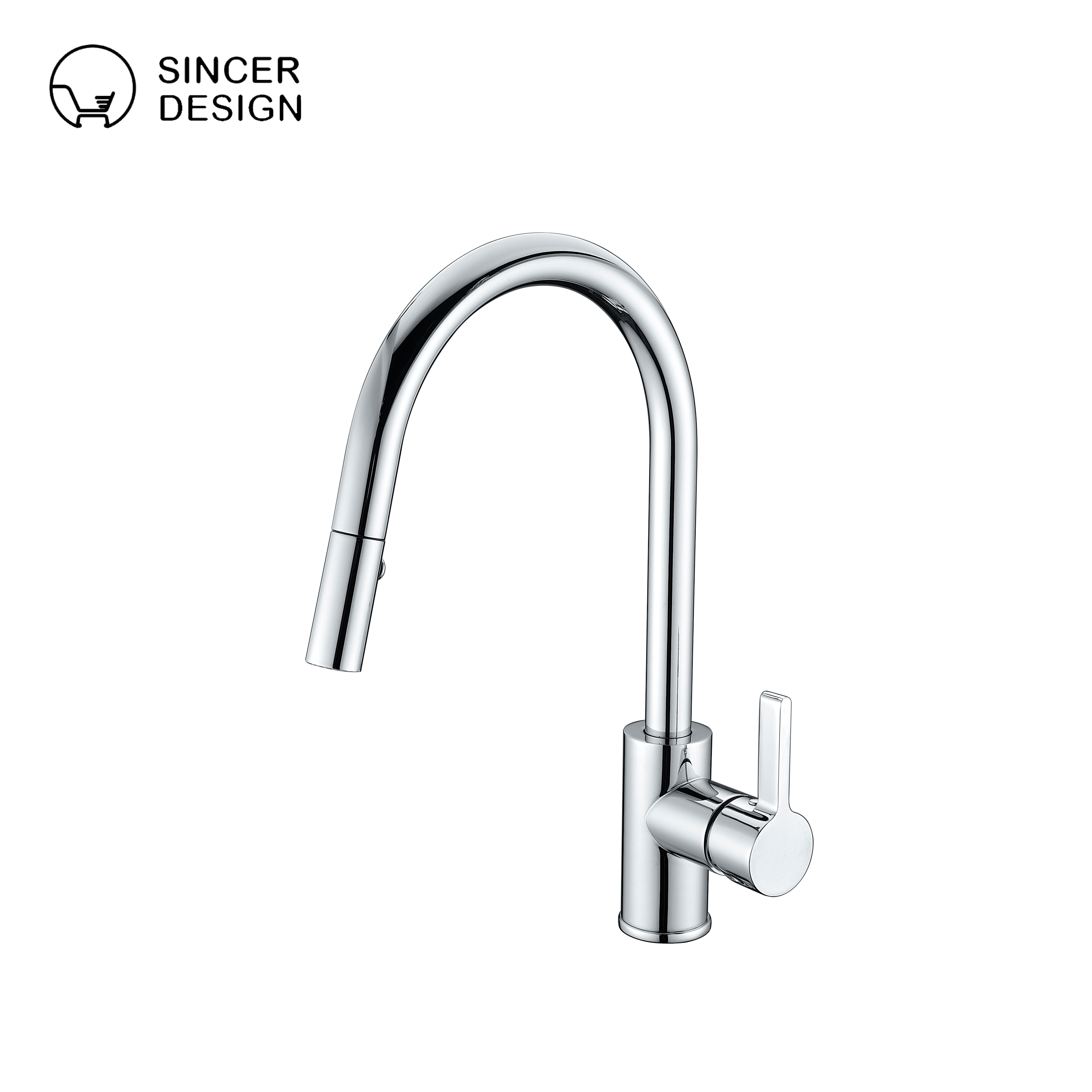 Full Copper Pull-Out Kitchen Faucet Gunmetal with Pull-Out Sprayer and ...