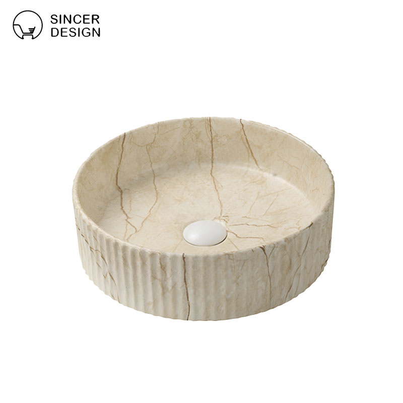 Nordic-style yellow round ceramic washbasin, small size for bathroom or ...