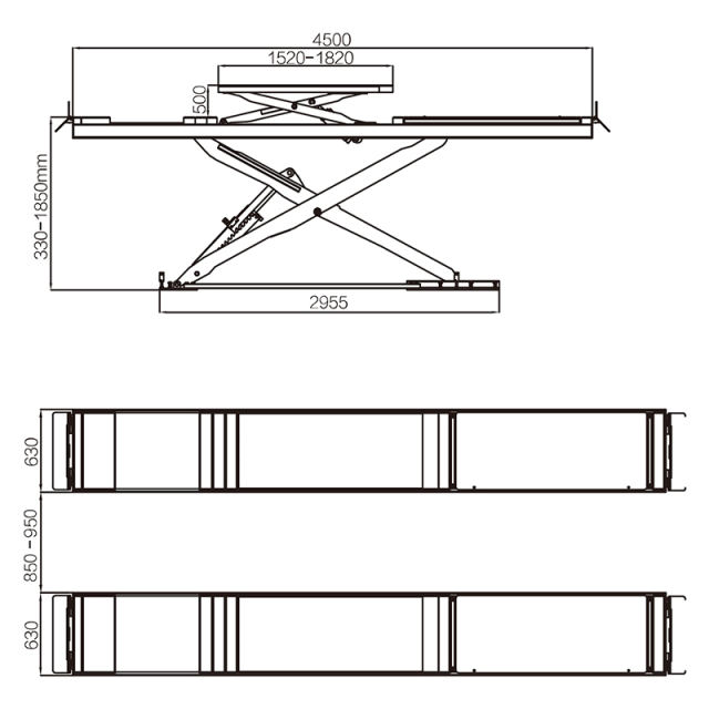 TCE Car Lift QJYJ40F-TR 8000 LB Wheel Alignment Scissor Lift ...