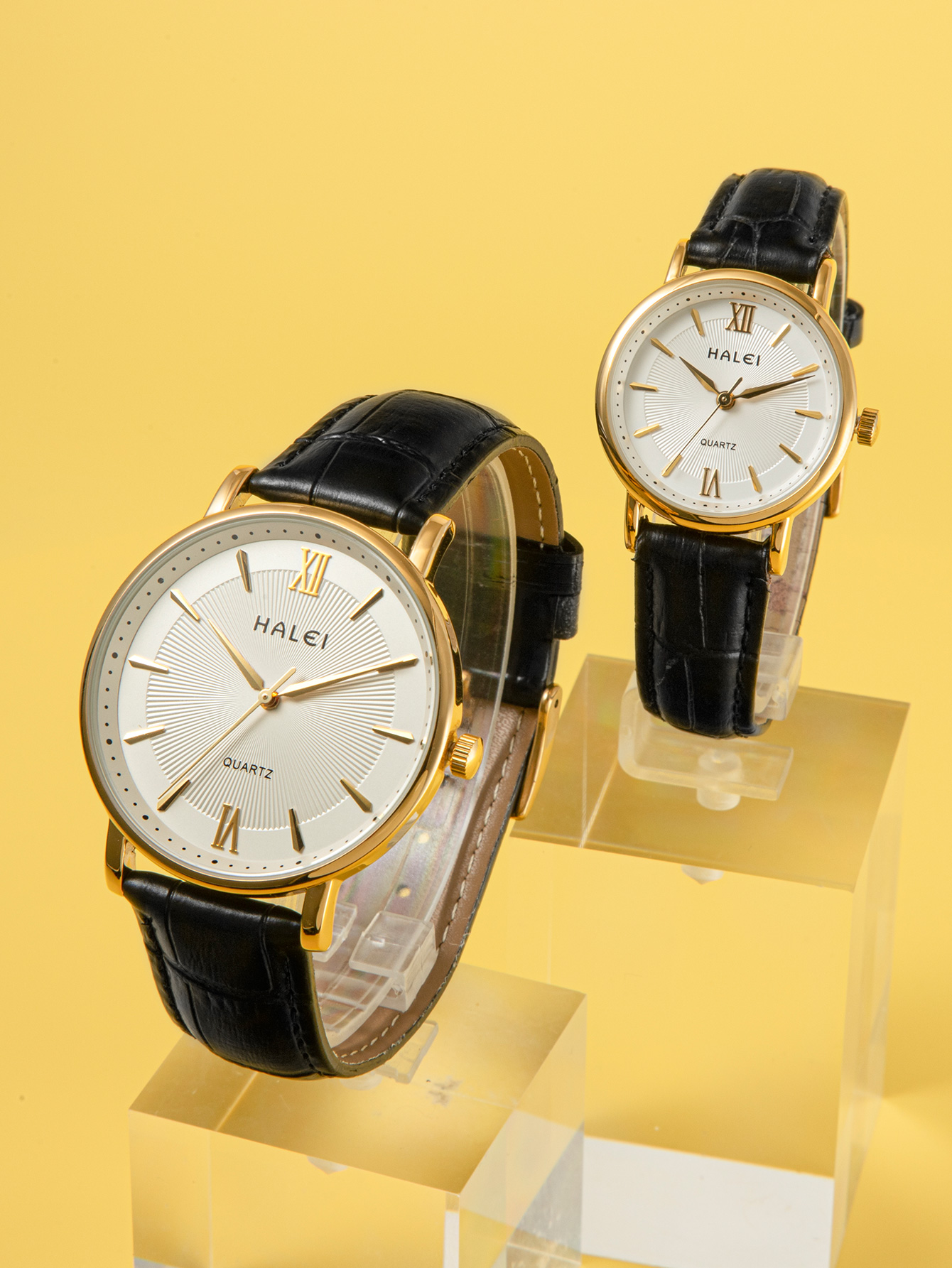 HALEI 546ML Leather quartz watch for couple