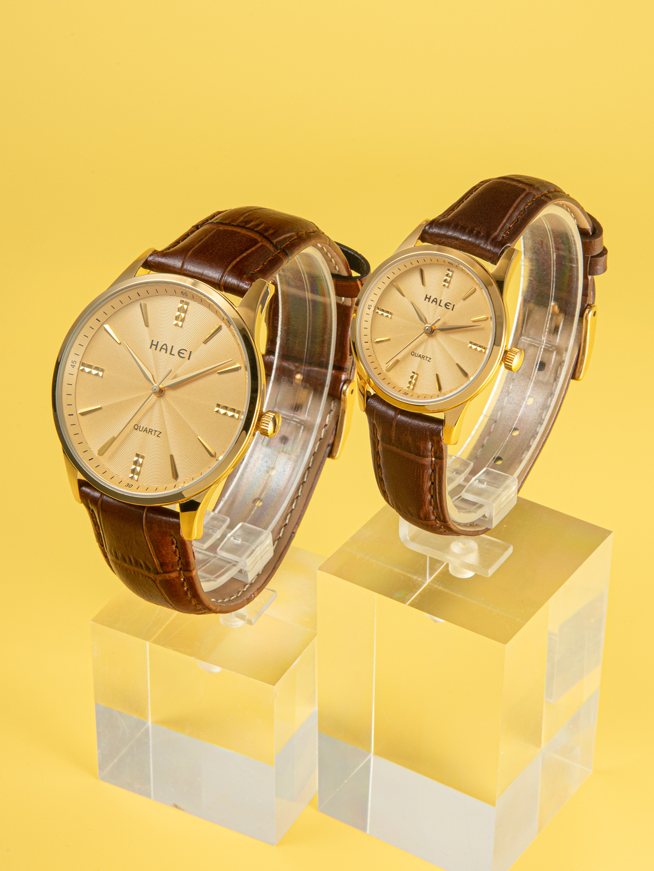HALEI 549ML Leather quartz watch for couple
