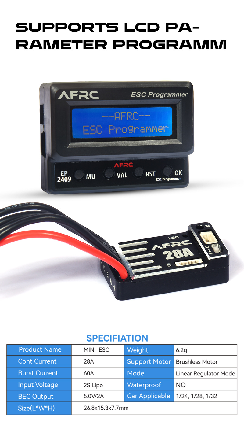 AFRC-SE28A Programmable Sensored Brushless ESC,ESC/MOTORS