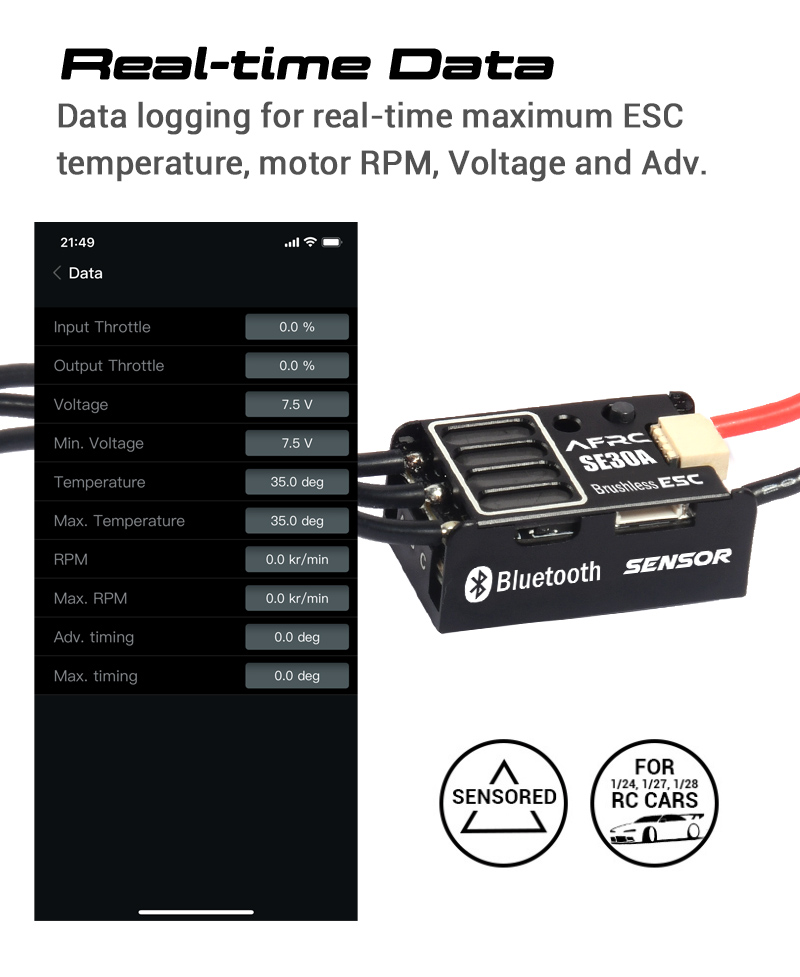 AFRC-SE30A Programmable Sensor Brushless ESC,ESC/MOTORS