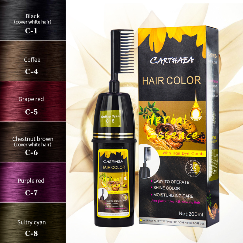 Carthaea herbal chestnut brown hair color shampoo with comb