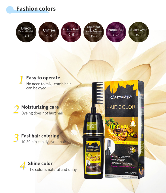 Carthaea herbal chestnut brown hair color shampoo with comb