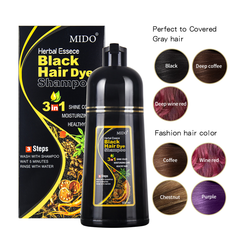 Meidu Mido factory mido brand natural herbal 500ml hair dye shampoo