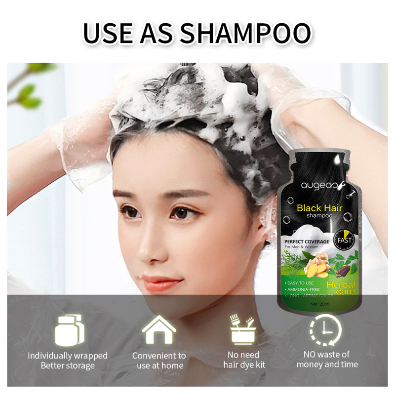 augeas 20ml sachet herbal hair dye shampoo for white hair