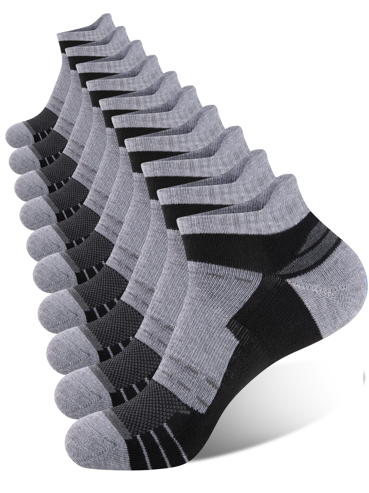 COOPLUS 10 Pairs Mens Ankle Socks Athletic Running Socks with Cushion ...