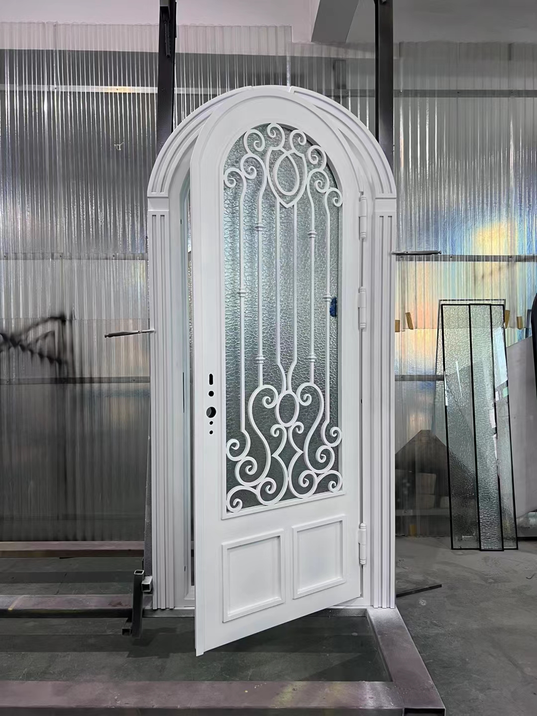 white wrought iron front door ,wrought iron door