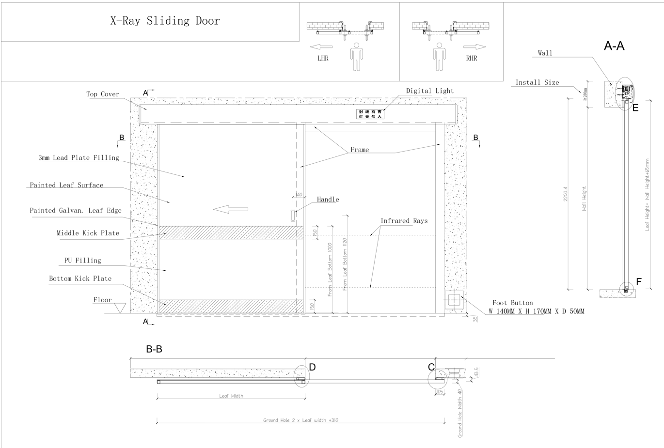 Hermetic Sliding Door with Vision Panel Automatic CT Room Lead Door for ...