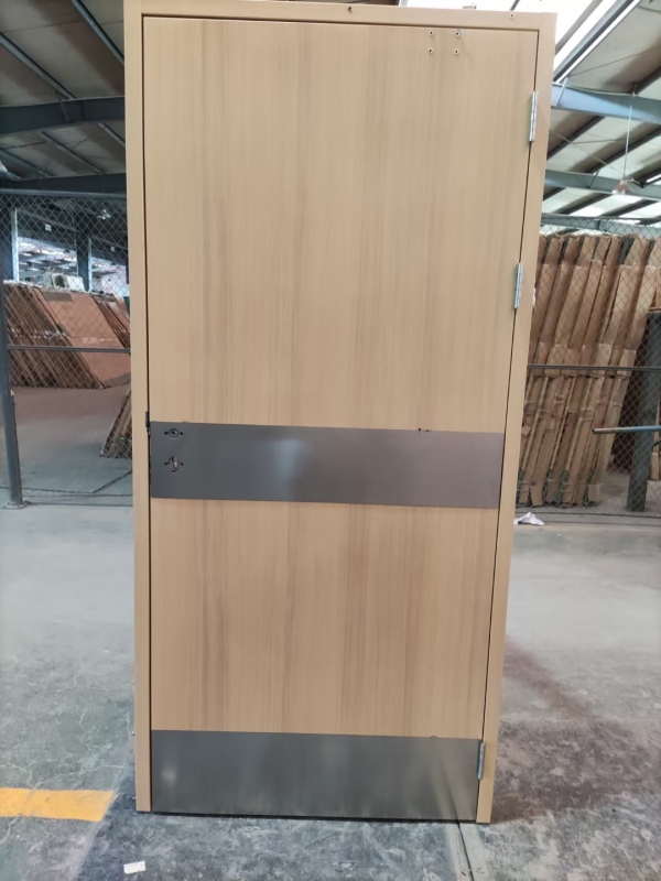UL listed 120 Mins wooden color fire rated steel doors with S.S kick ...
