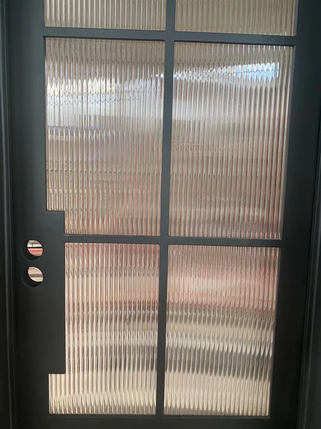 Single Arc top wrought iron door with glass,wrought iron door