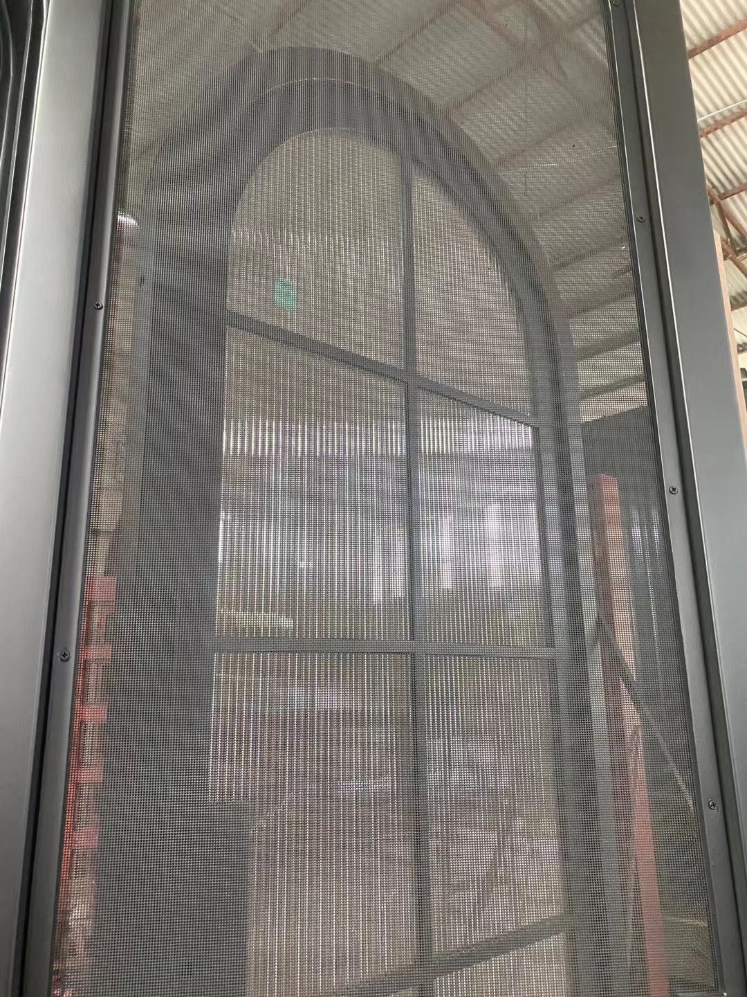 Single Arc top wrought iron door with glass,wrought iron door