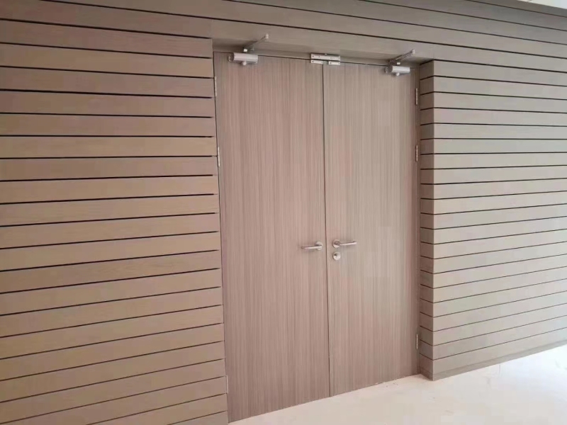 UL listed 120 Mins wooden color fire rated steel doors with S.S kick ...