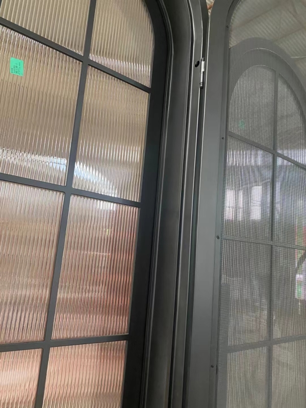 Single Arc top wrought iron door with glass,wrought iron door