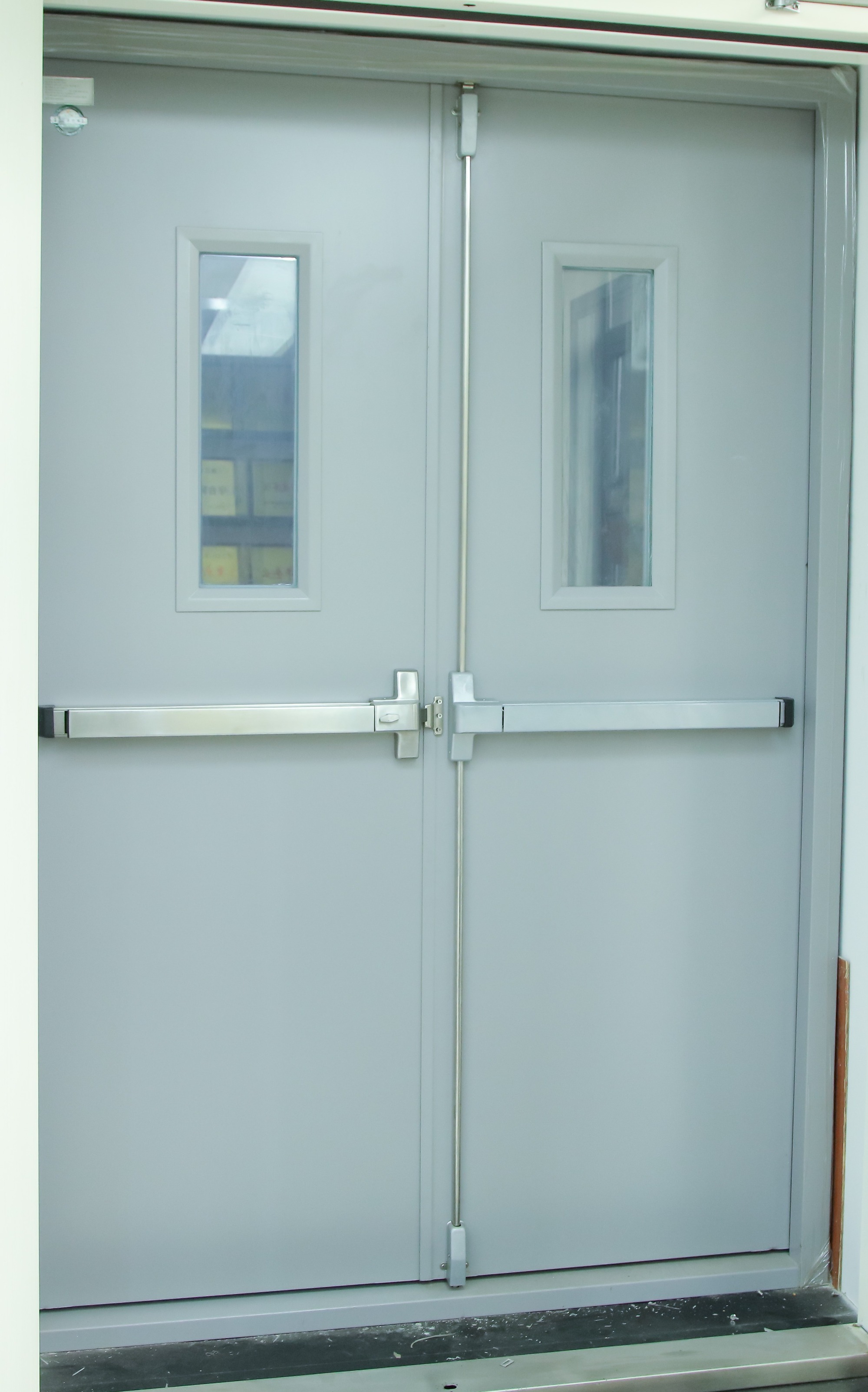 Fire rated exit door steel double fireproof door with panci bar & trim ...