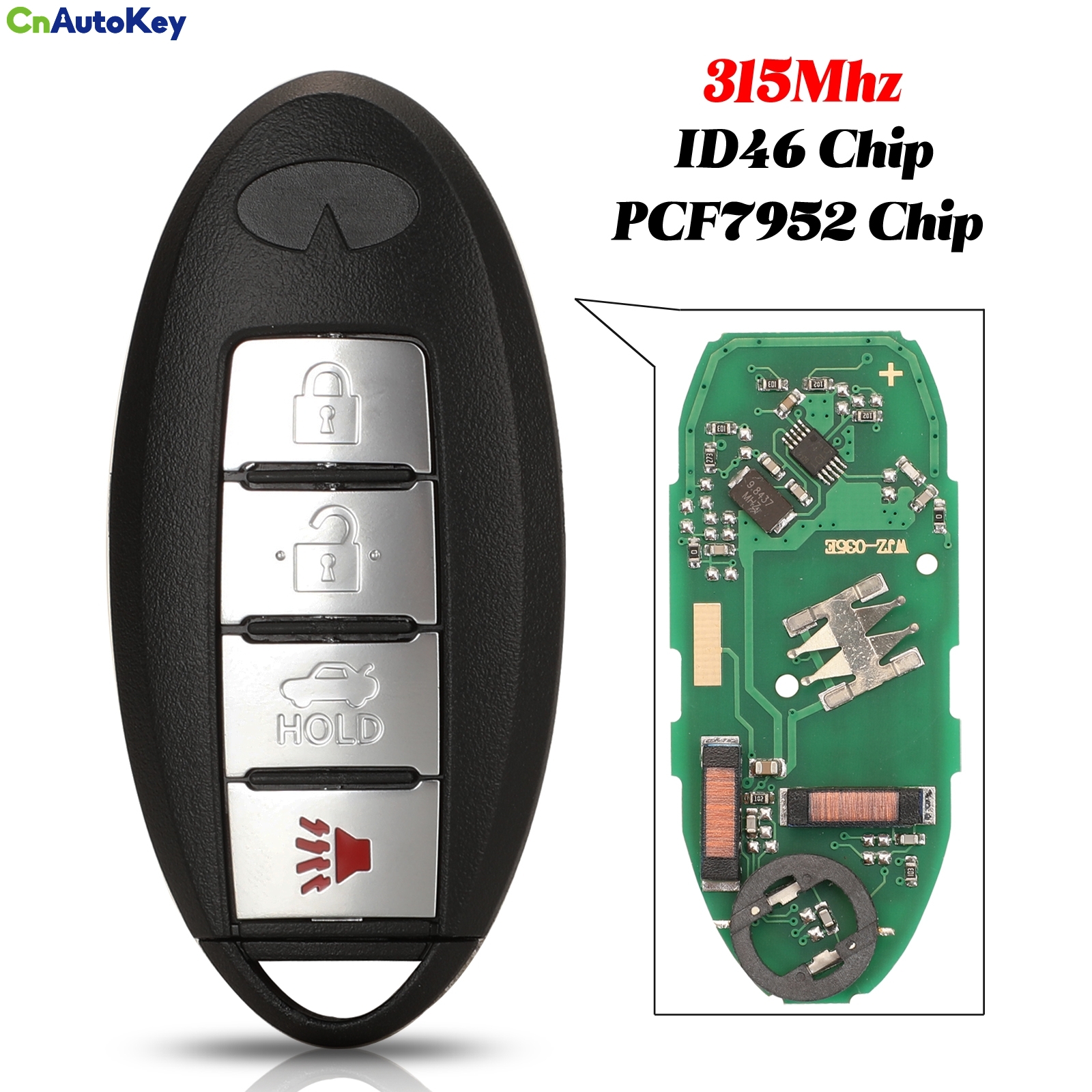 CN021009 4 Buttons Smart Remote Control Car Key 315Mhz ID46 PCF7952 ...