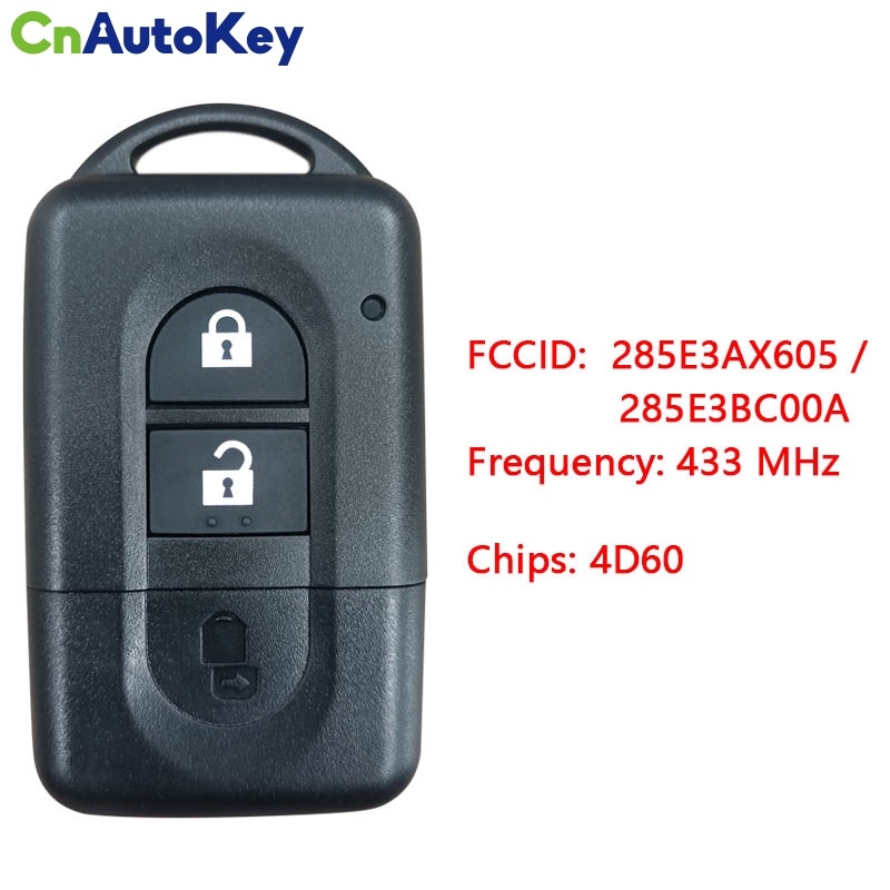 CN027023 ORIGINAL Key for Nissan Frequency 433 MHz Transponder 4D60 Part No 285E3AX605 / 285E3BC00A