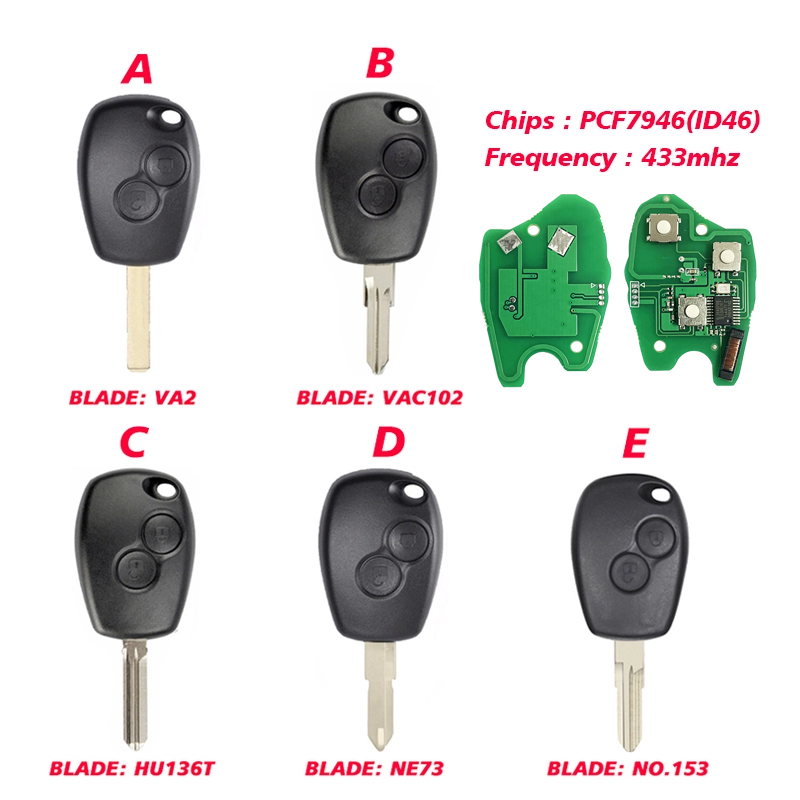 CN010009 Remote Control Key 3 Buttons 433MHz PCF7946 For Renault ...