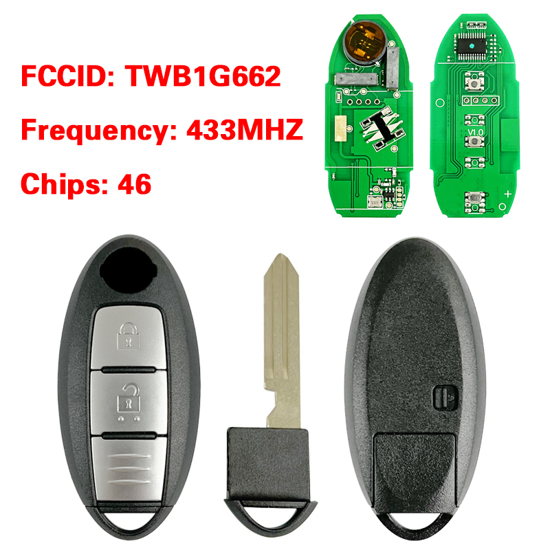CN027035 TWB1G662 Smart key 2 button 433.9mhz PCF7952 for Nissan Juke ...