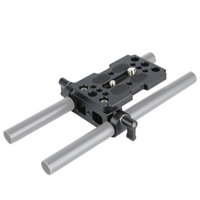 NICEYRIG Multifunction Camera Base Plate with 15mm Rod Rail Clamp for ...