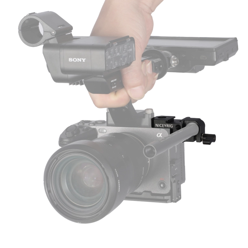 Niceyrig Cold Shoe Mount (Left Side) with Follow Focus Single Rod Clamp ...