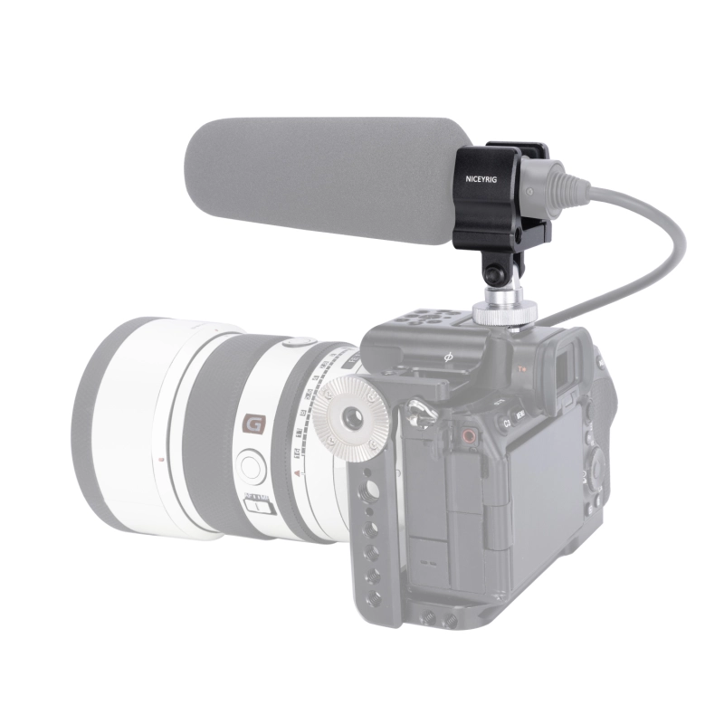 Niceyrig Shotgun Microphone Holder Clamp with Cold Shoe Adaptor (18 ...