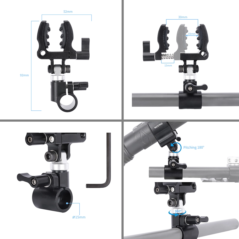 Niceyrig Shotgun Microphone Holder Clamp with 15MM Single Rod Clamp ...